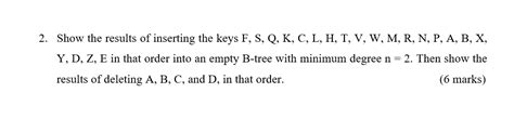 Solved 2 Show The Results Of Inserting The Keys F S Q K