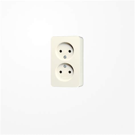 2 Gang Socket Without Earth Ivory 6010 A