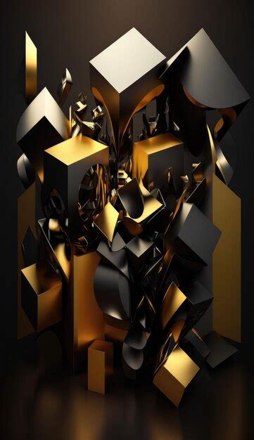 Premium Photo Dynamic Golden Geometric Shapes Explosion