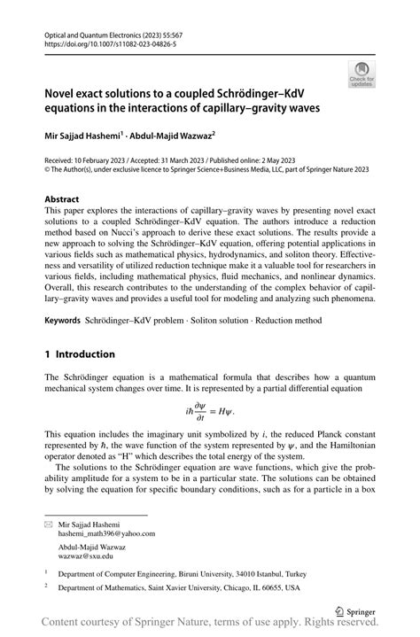 Novel Exact Solutions To A Coupled Schrödingerkdv Equations In The Interactions Of Capillary