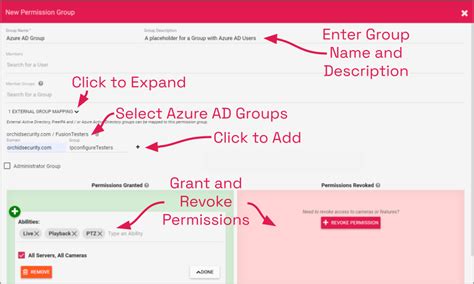 add a permission group for azure active directory orchid fusion