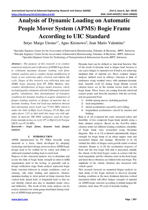 Pdf Analysis Of Dynamic Loading On Automatic People Mover System Apms Bogie Frame According