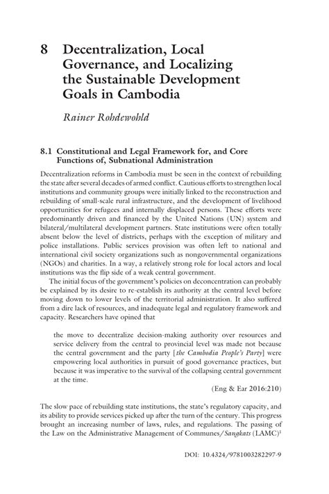 Pdf Decentralization Local Governance And Localizing The Sustainable Development Goals In