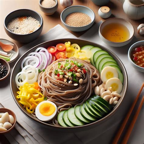 Premium Photo Naengmyeon Korean Chilled Buckwheat Noodles