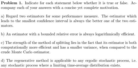 Solved Problem 1 ﻿indicate For Each Statement Below Whether