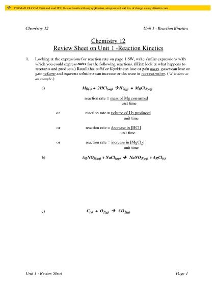 Reaction Kinetics Lesson Plan For Higher Ed Lesson Planet