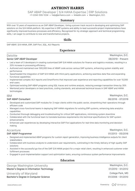 10 Sap Abap Developer Resume Examples And Guide For 2025