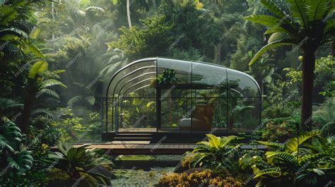 Premium Photo Modern Glass House In Tropical Forest Setting