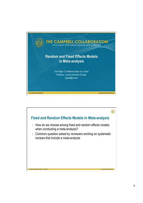 pdf random and fixed effects models in meta analysis · random and
