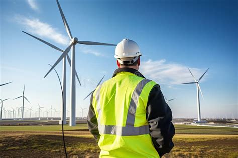 Technician Monitoring Vibrations In A Wind Turbine Wind Farm With