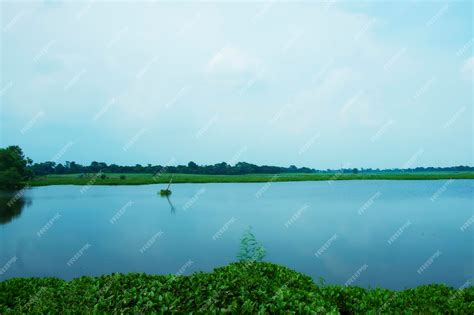 Premium Photo Green Grass Ground And Blue Sky With Clouds