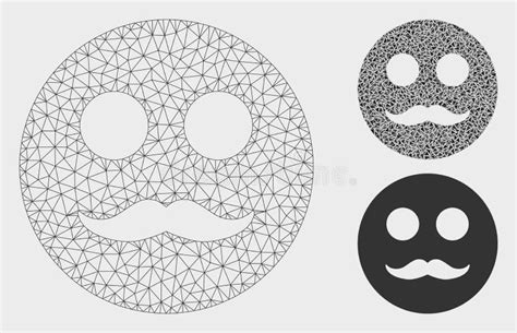 Gentleman Smiley Vector Mesh Carcass Model And Triangle Mosaic Icon