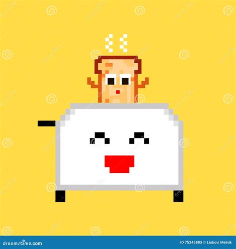 Funny Toaster And A Slice Of Bread Cartoon Vector