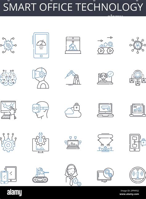 Smart Office Technology Line Icons Collection Responsive Web Design