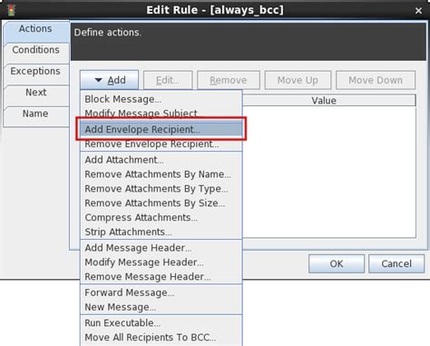 Conditional Always Bcc Only For Outgoing Messages