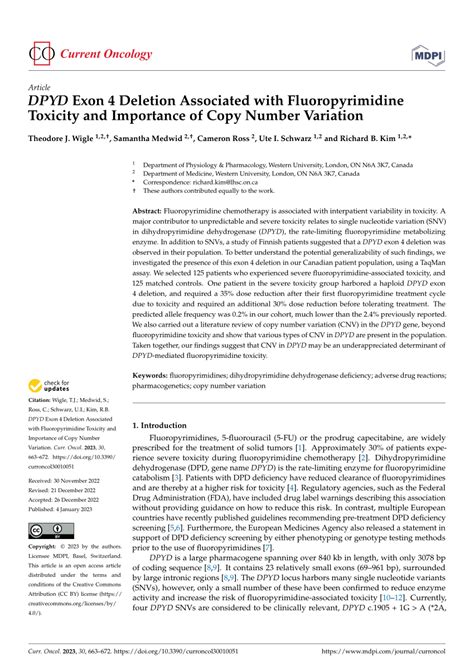 Pdf Dpyd Exon 4 Deletion Associated With Fluoropyrimidine Toxicity And Importance Of Copy