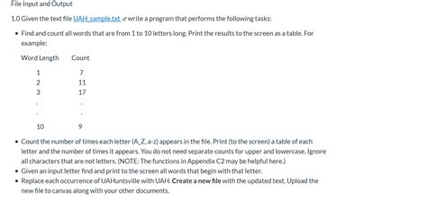 answered file input and output 1 0 given the text file uah sample
