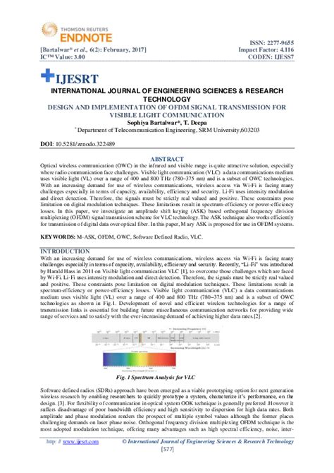 Pdf Design And Implementation Of Ofdm Signal Transmission For Visible Light Communication