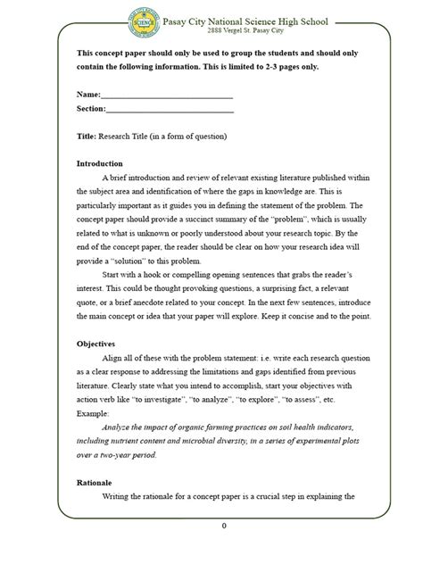 Concept Paper Template Pdf Methodology Concept