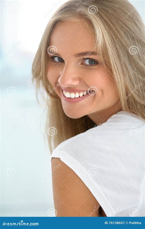 Beauty Woman Portrait Girl With Beautiful Face Smiling Stock Image
