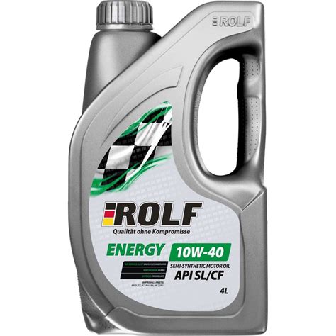 Моторное масло Rolf energy sae 10w-40, api sl/cf, 4 л 322425 - выгодная ...