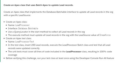 Salesforce Trailhead Asynchronous Apex Use Batch Apex 시스템 열정 노력