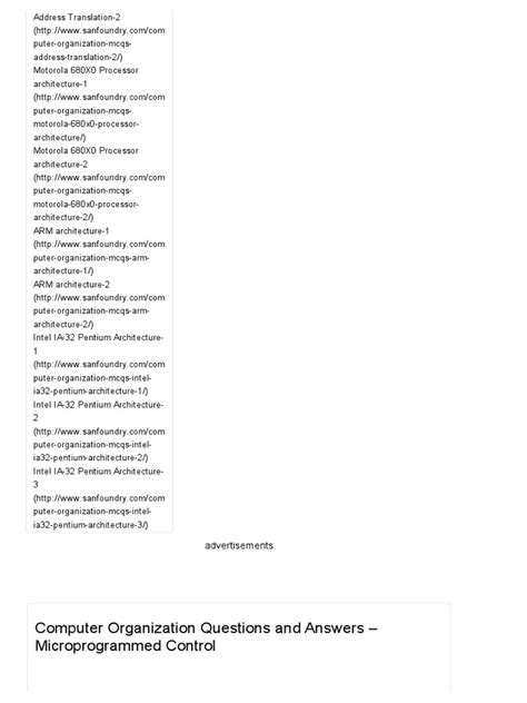 Computer Organization Questions And Answers Microprogrammedcontrol