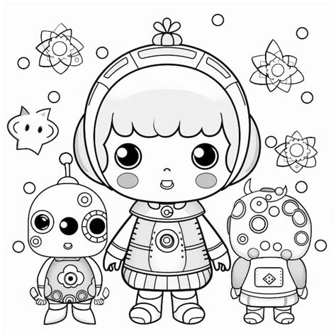 어린이를 위한 귀엽고 카와이한 색칠 공부 페이지 프리미엄 Ai 생성 이미지