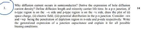 Why Diffusion Current Occurs In Semiconductor Derive Chegg Com