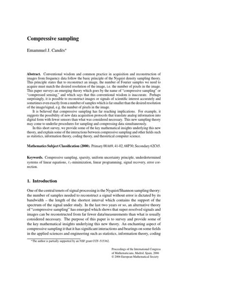 Compressive Sampling Pdf