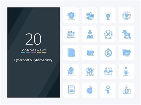 Premium Vector 20 Cyber Spot And Cyber Security Blue Color Icon For Presentation Vector Icons