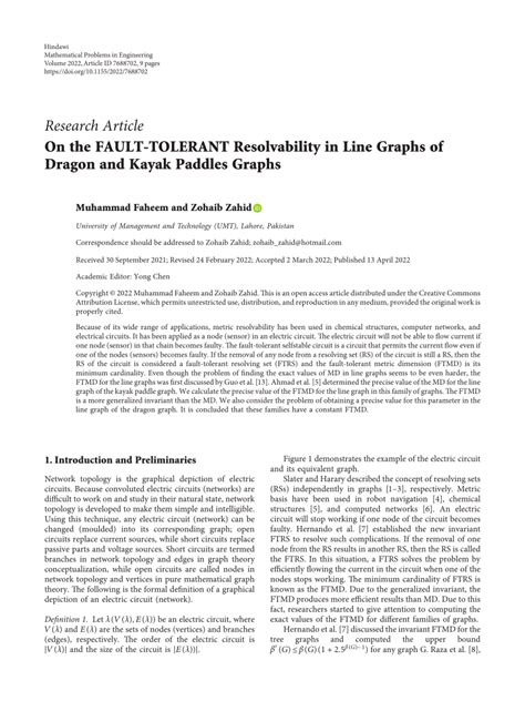 Pdf On The Fault Tolerant Resolvability In Line Graphs Of Dragon And