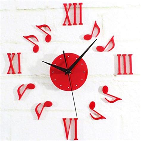 Music Notation Combination Decoration Stickers Wall Diy 3d Clock Red Music Notation Combination Decoration Stickers Wall Diy 3d Clock Red