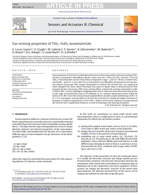 Pdf Gas Sensing Properties Of Tio2 Sno2 Nanomaterials