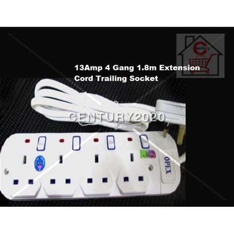 13 Amp 4 Gang 1 8m Extension Cord Trailing Socket Extension Plug Socket Sirim Shopee Malaysia