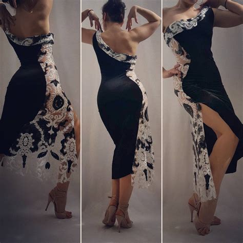 A Beautiful Tango Dress Made Out Of Elastic Velvet And Whiteblack