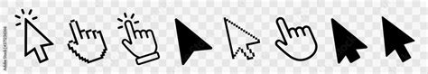 Vector Hand Cursors Icons Click Set Stock Vector Adobe Stock