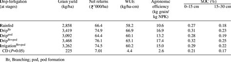 Effect Of Drip Fertigation On Yield Economics Water Use Efficiency Download Table