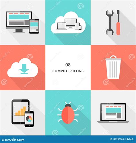 Set 08 Flat Design Computer Icons Stock Vector Illustration Of Creative Elements 147233109