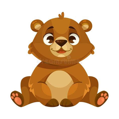 Funny Bear Cub With Cute Snout Sitting Vector Illustration Stock Vector Illustration Of Young