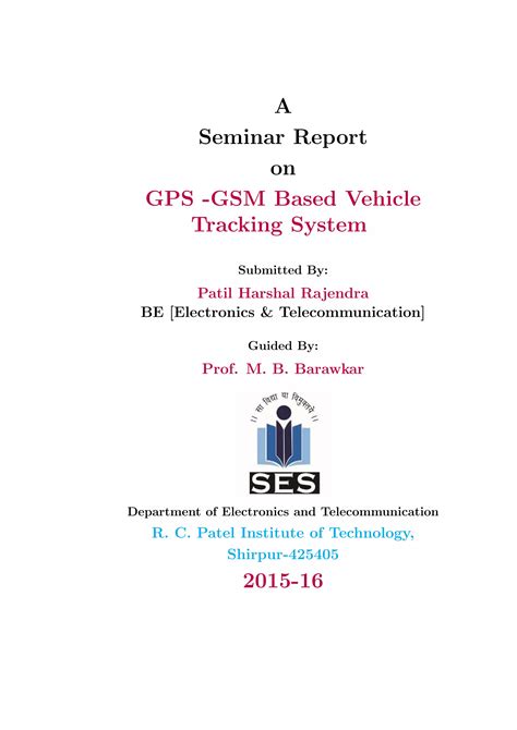 Gps Gsm Based Vehicle Tracking System Seminar PDF