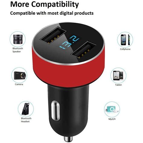 듀얼 Usb 차량용 충전기 48a 출력 자동차 어댑터 아이폰 Ipad 삼성 Lg 등 담배 라이터 전압 측정기