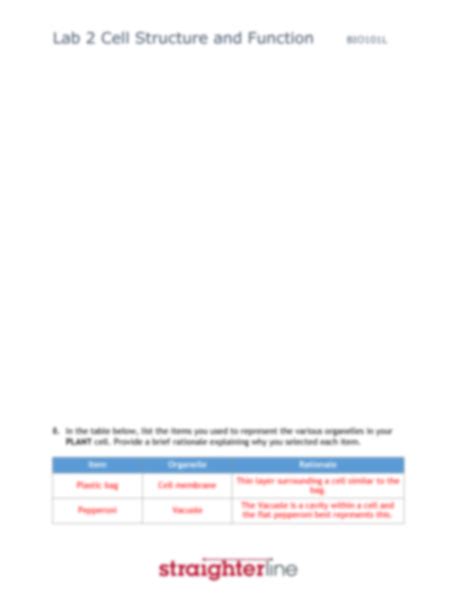 SOLUTION Bio 201l Lab 2 Cell Structure And Function Straighterline 2022 Studypool