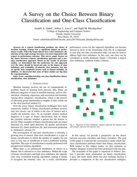 Pdf A Survey On The Choice Between Binary Classification And One