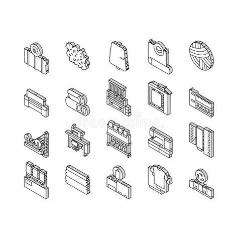 Textile Production Collection Isometric Icons Set Vector Stock Vector Illustration Of Pack
