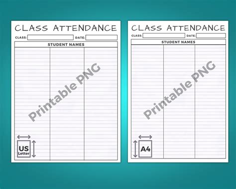 Editable Class Attendance Attendance Sheet Printable Attendance