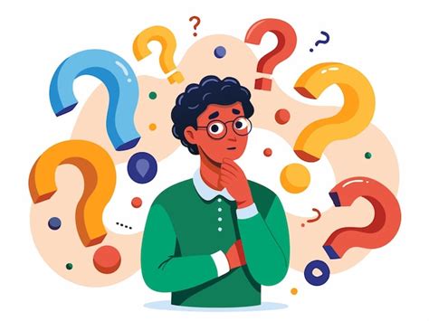 Confused Man Surrounded By Colorful Question Marks On A White