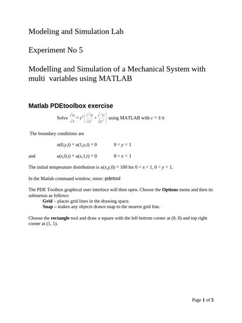 Modeling And Simulation Labexpt 5 Pdf Applied Mathematics Computational Science