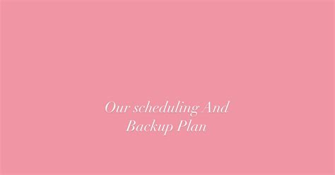 Our Scheduling And Backup Plan