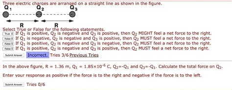 Three Electric Charges Are Arranqed On A Straight Iine As Shown In The